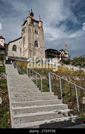 Castle, Orbe, canton, VD, Vaud, Western Switerland, Romandie, village ...