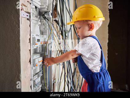 automatic fuses in electricity distribution box (fusebox) inside wooden ...