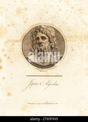 Bust of the Roman god Jupiter Aegiochus in breastplate of divine armour ...