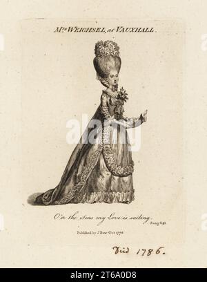 Mrs. Frederica Weichsel singing at Vauxhall Pleasure Gardens, late 18th ...