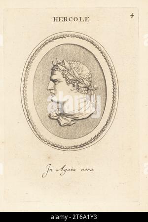 Hercules in laurel wreath. Roman equivalent of the Greek divine hero ...