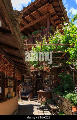 Aerial view of Village of Kovachevitsa with Authentic nineteenth ...