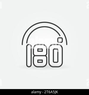 Vector 180 degrees angle outline concept icon or symbol Stock Vector ...