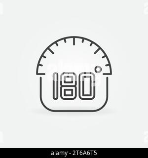 Vector 180 degrees angle outline concept icon or symbol Stock Vector ...