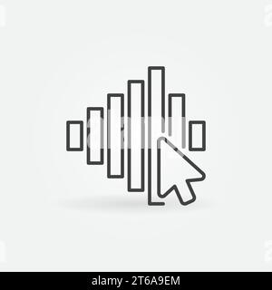 Mouse Click on Sound Wave Button vector thin line concept icon or ...