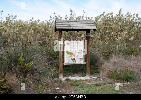 Visitor map at the entrance to the Akrotiri Marsh Nature Reserve, a ...