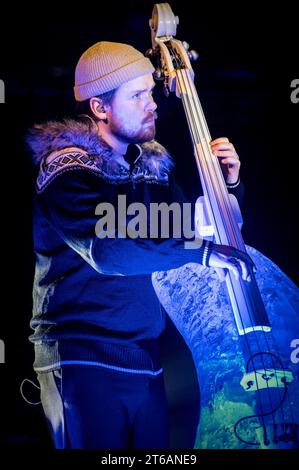 Toivo Fjose on ice bass Stock Photo - Alamy
