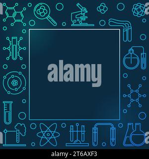 Chemistry colored outline square frame on white background with empty ...