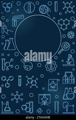 Chemical concept vertical blue linear frame on white background. Vector ...