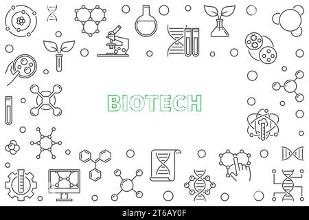 Biotech concept outline vector horizontal dark banner - Biotechnology ...