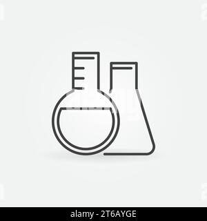 Conical and Round-bottom flask linear concept icon. Vector chemistry ...
