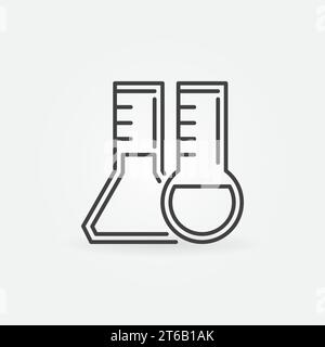 Round-bottom flask linear concept icon. Vector chemistry glassware ...