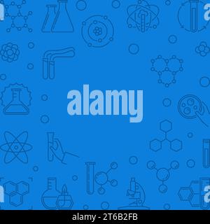 Chemistry blue square frame with empty space in thin line style on ...