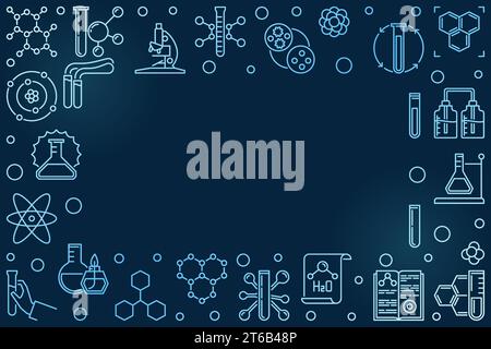 Chemical outline blue horizontal frame. Vector Chemistry concept ...