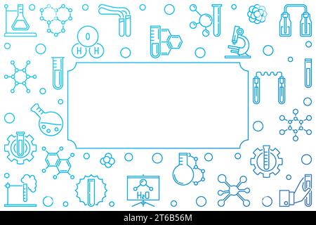 Chemical outline blue horizontal frame. Vector Chemistry concept ...