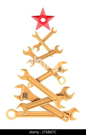 Metallic Christmas Tree from steel helical coil spring, 3D rendering ...