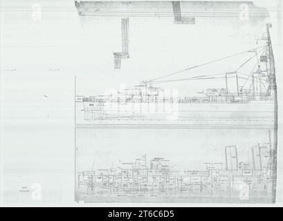 USS Aylwin (DD-355)- Outboard Profile, Inboard Profile Stock Photo - Alamy