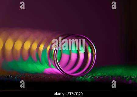 Angular macro view of a spring showing its spiral, tubular design Stock ...