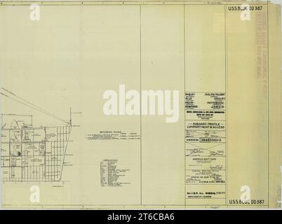 USS Blue (DD-387)- Inboard Profile - Compartment & Access Stock Photo ...