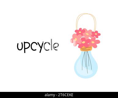Upcycling vector illustration. Word upcycle, spatula and mug with plant ...