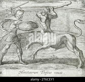 A Minotaur, the mythical creature from Greek mythology, roaring at the ...