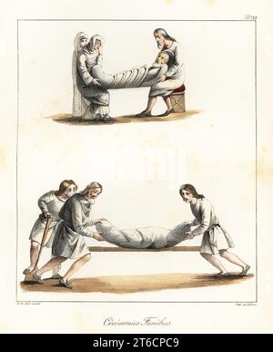 Frankish funeral rites, 10th century. Offering incense over a body in a ...