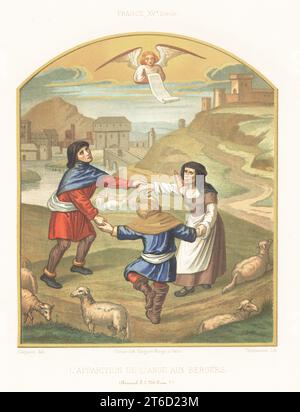 Illustration from a 15th century Flemish Book of Hours showing the ...