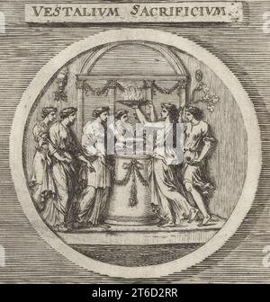 Vestal Virgins, priestesses of the goddess Vesta, conducting a ritual ...