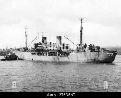 USS Cleburne (APA-73) at Pearl Harbor, Hawaii (USA), 20 March 1946 ...
