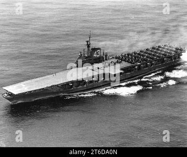 USS Coral Sea (CVB-43) at anchor in the late 1940s Stock Photo - Alamy