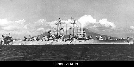 USS Dayton (CL-105) at anchor off Naples, Italy, in the fall of 1947 ...