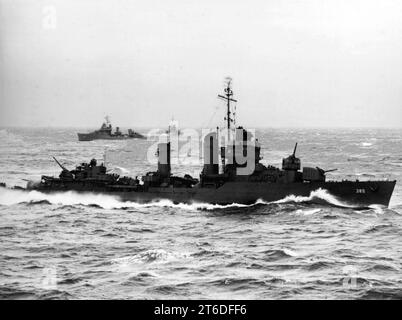USS Fanning (DD-385) underway near USS Enterprise (CV-6) on 18 April ...