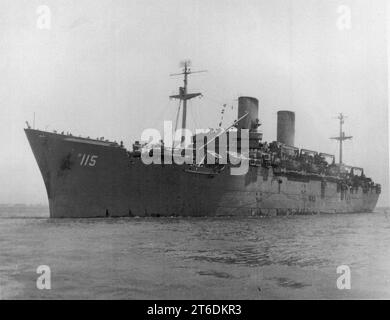 USS General George M. Randall (AP-115) underway in the Atlantic Ocean ...