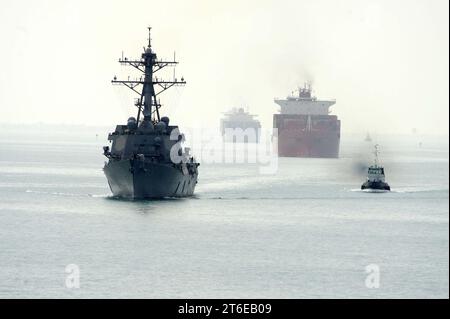 The USS Jason Dunham transits the Suez Canal as it continues its ...