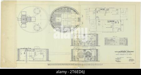 USS Kearsarge (BB-5) and USS Kentucky (BB-6)- General Arrangement of 13 Inch Turrets, Plan at ...