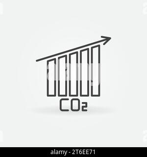 CO2 Carbon Dioxide Bar Chart outline vector concept minimal icon or ...
