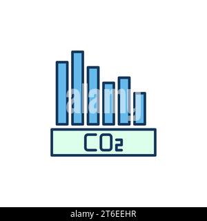 CO2 Carbon Dioxide Bar Chart with Arrow outline vector concept icon or ...