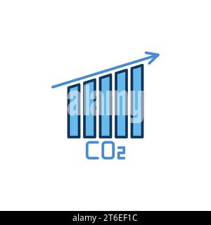 CO2 Carbon Dioxide Bar Chart with Arrow outline vector concept icon or ...