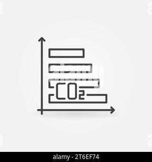 CO2 Carbon Dioxide Bar Chart with Arrow outline vector concept icon or ...