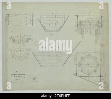 USS Maine (ACR-1)- Detail of Rudder Frame for U. S. Twin Screw Armored ...