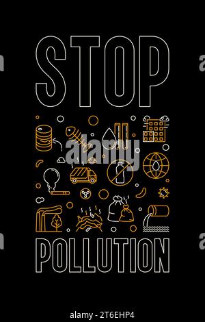 Stop Pollution concept outline minimal horizontal Frame or Background ...