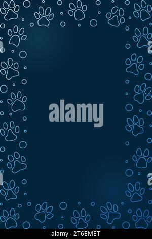 Pet Paw Prints Vertical Frame or Border - with Animal Footprints linear ...