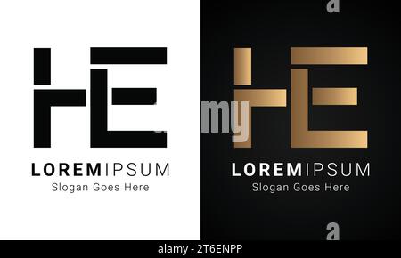 HE, EH, E AND H Abstract initial monogram letter alphabet logo design ...