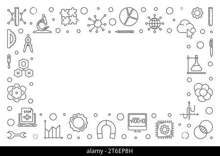 Mathematics vector outline minimal horizontal banner. Math Science concept linear illustration ...