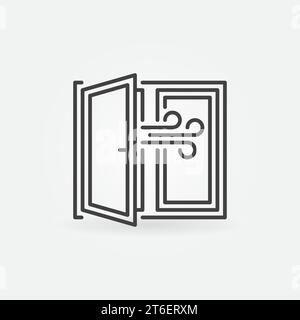 Opened Window Room Ventilation vector thin line concept icon or symbol ...