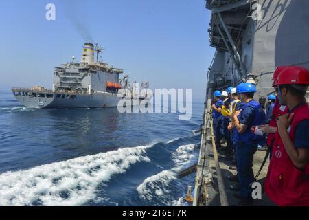 USS Monterey conducts a replenishment-at-sea. (9323714652 Stock Photo ...
