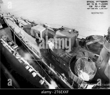 USS Nicholas (DD-449) at the Mare Island Naval Shipyard, California ...