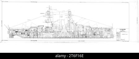 USS Oklahoma - Inboard Profile Stock Photo - Alamy