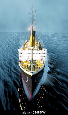 Steamboat ocean liner ship front view white background 3D render image ...