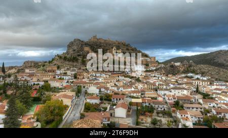 Aerial view of the municipality of Moclín in the province of Granada ...